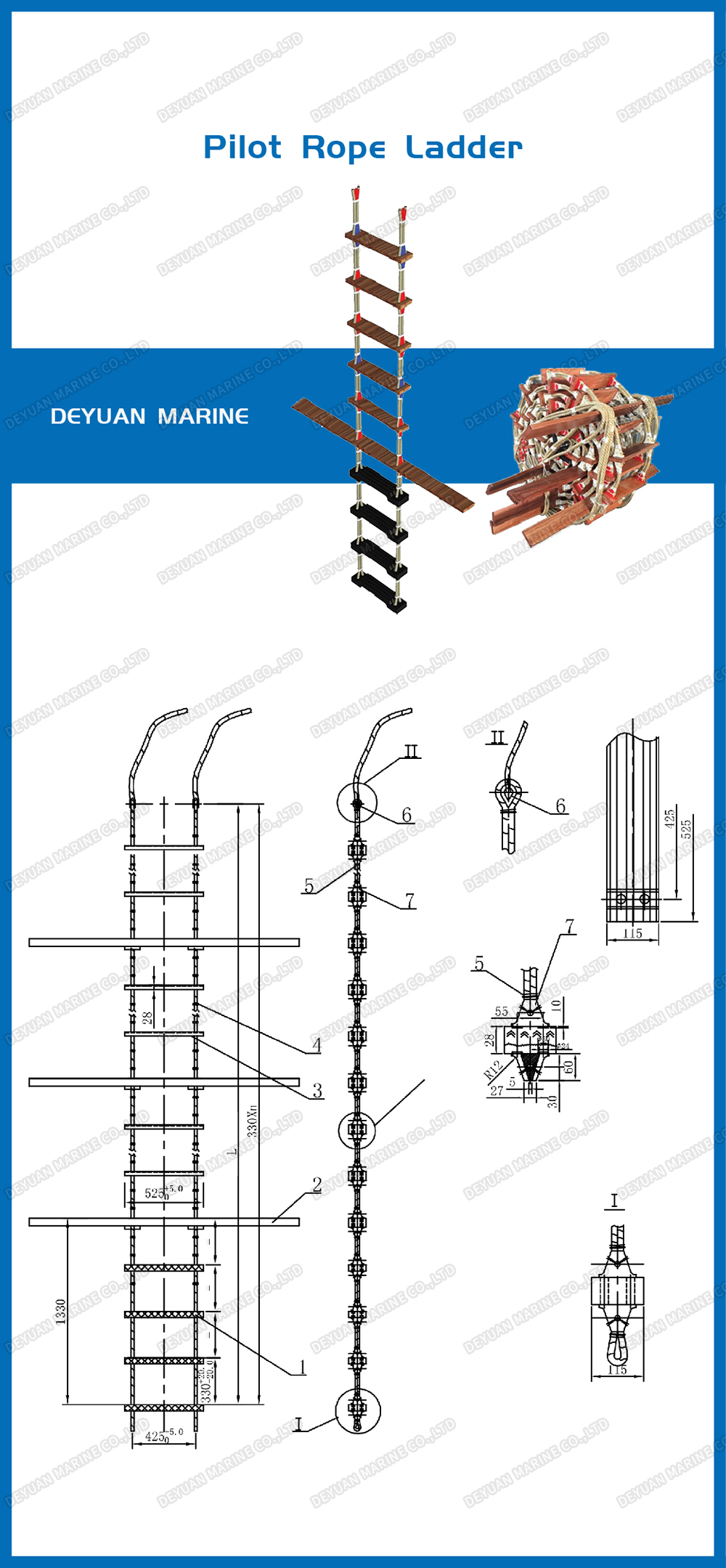 Wooden Pilot Rope Ladder for Boat MED Approved --DEYUAN MARINE- China ...